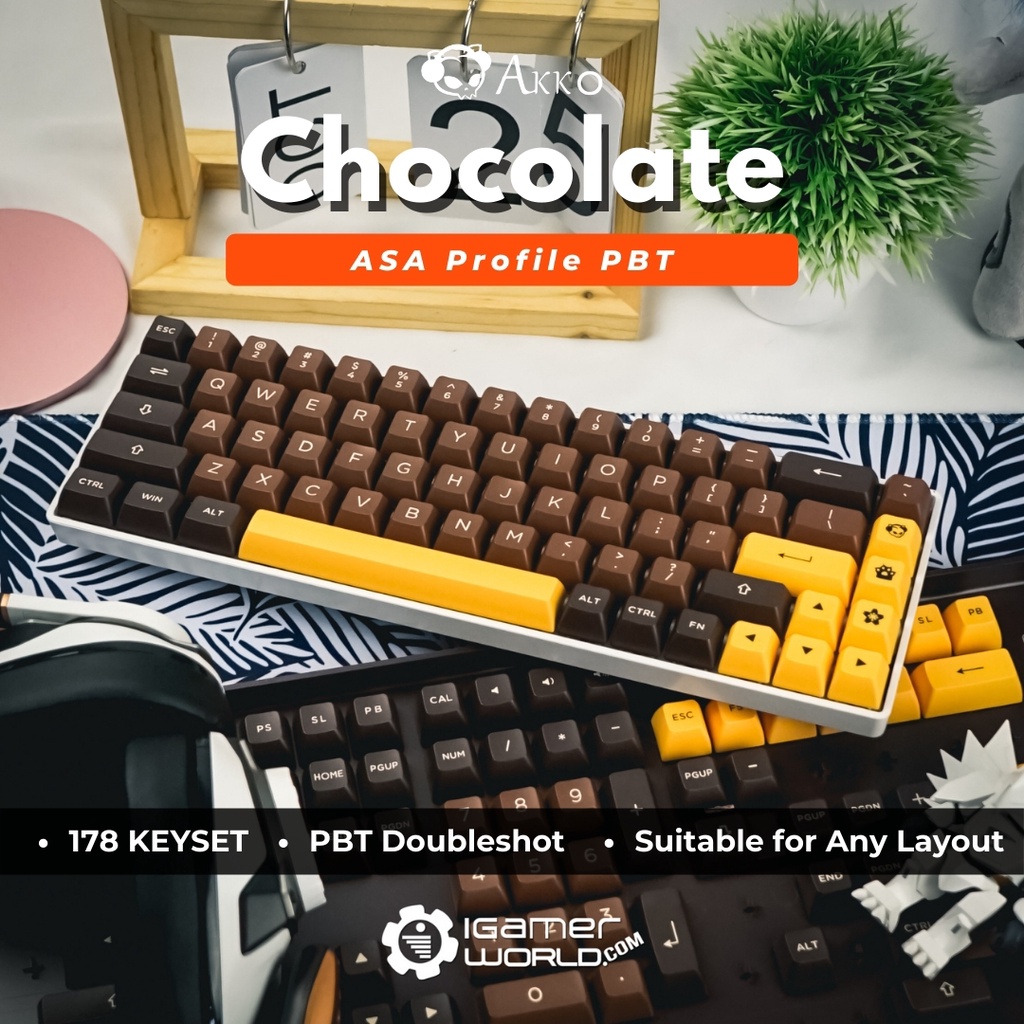 Jual Akko Chocolate ASA Profile PBT Keycaps for Mechanical Keyboard ...