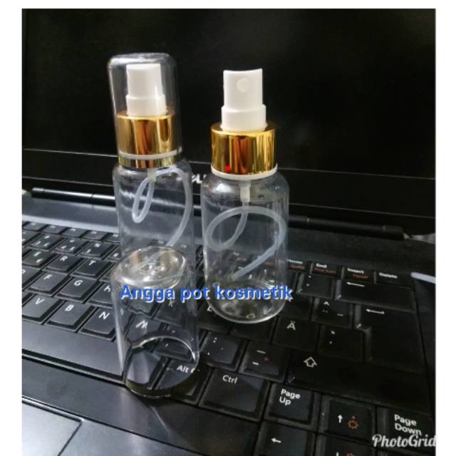 Jual Botol tubular 60ml bening tutup spray gold full cup | Shopee Indonesia