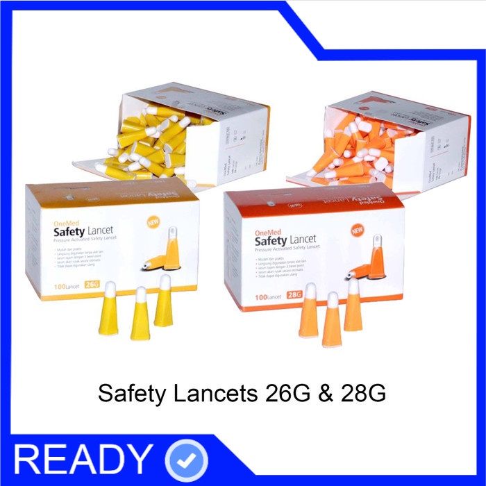 Jual Safety Lancet Onemed isi 100pcs Blood Lancet Pen Lancet 26G & 28G ...