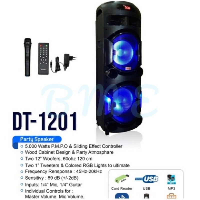 Jual Speaker Aktif Portable DAT 1201 Double Woofer 12 inch Party ...