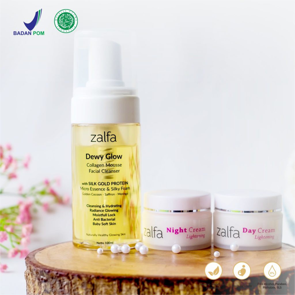 Jual Zalfa Natural Skincare Dewy Glow Cleanser Bundling Cream ...