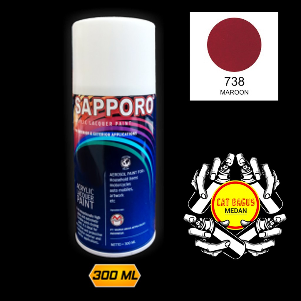 Jual SAPPORO 738 MAROON CAT SEMPROT 300 ML CAT MOTOR AEROSOL PYLOX ...