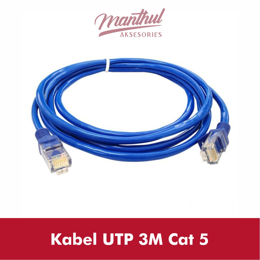 Jual Kable Lan 3 Meter Cat 5e RJ45 UTP Ethernet Cable | Shopee Indonesia