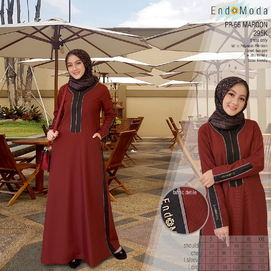 Jual GAMIS MUSLIMAH ENDOMODA PP 66 MAROON | Shopee Indonesia