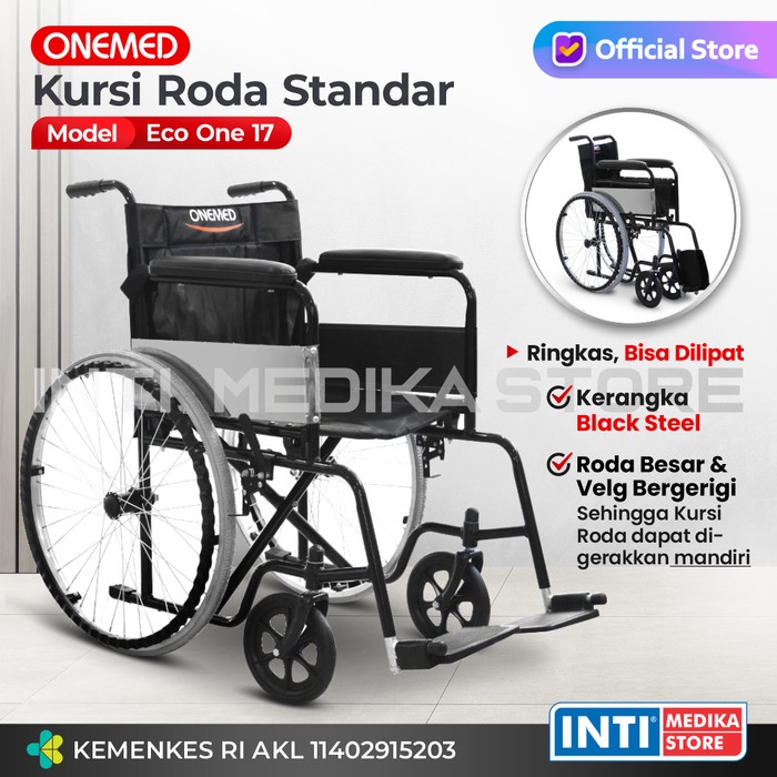 Jual Onemed - Kursi Roda Standar Black Steel Velg Gerigi Eco One 17 #98 ...