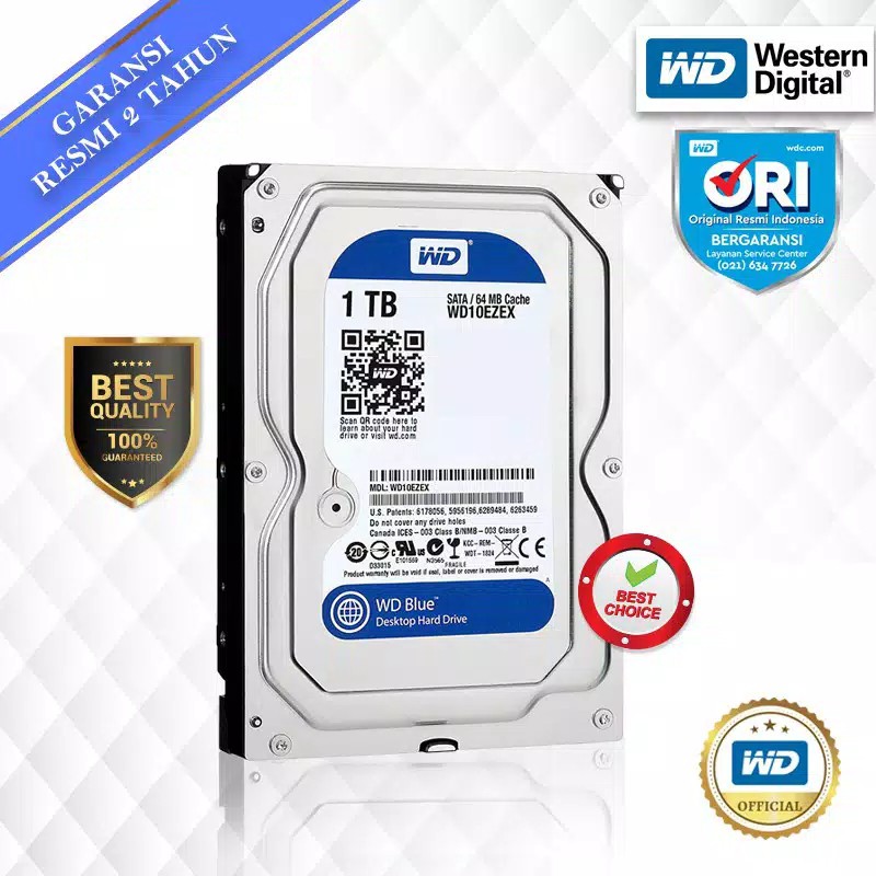 Jual WD Blue PC 1TB HDD/ HD/ Hardisk/ Harddisk Internal 3.5" | Shopee ...