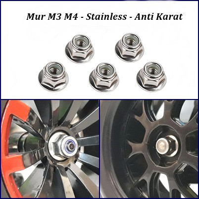 Jual Mur Nut M3 M4 Steel Nikel Flange Nylon Lock | Shopee Indonesia
