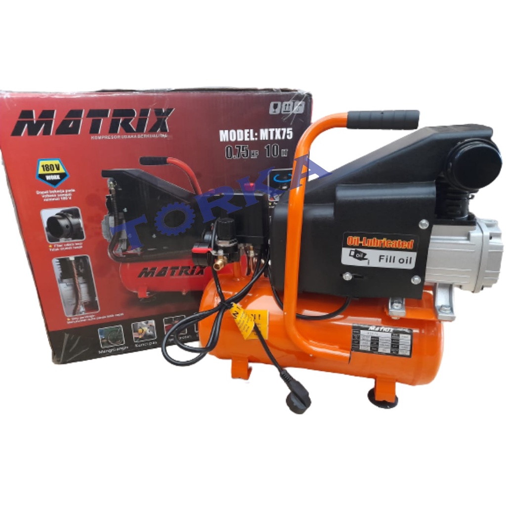 Jual Kompresor listrik portable Matrix 3/4hp MTX75 10 Liter Compressor ...