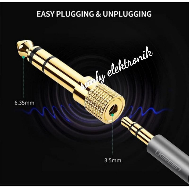 Jual gold Colokan audio jack 3.5mm female yo 6.5 mm male adapter converter colokan audio aux ...