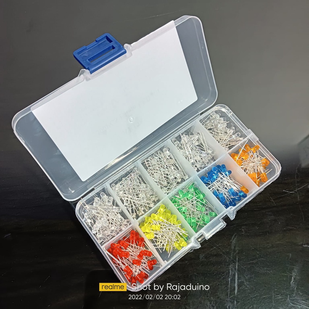 Jual Paket 1 Box isi 300pcs LED 3mm 5 warna Lampu LED Clear Diffused ...