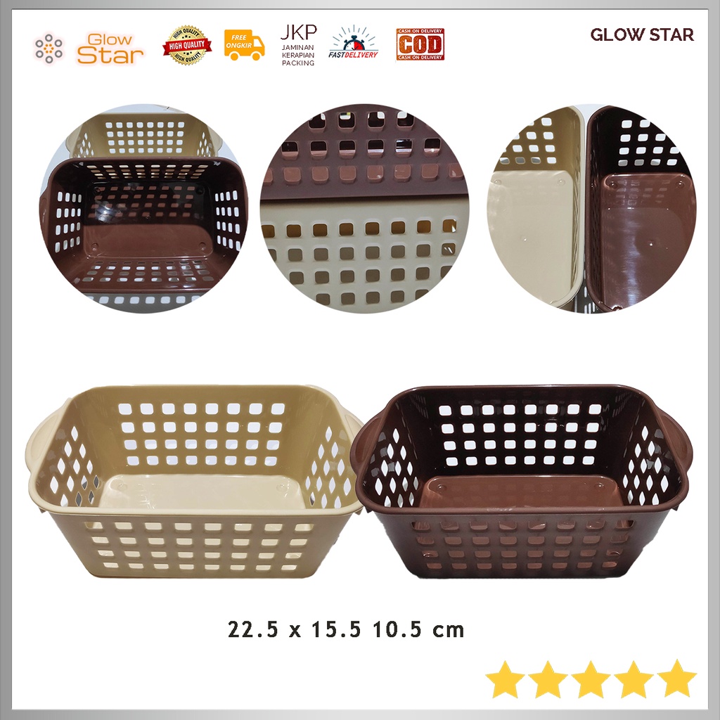 Jual Rak Plastik motif rotan kotak organizer coklat wadah makeup ...