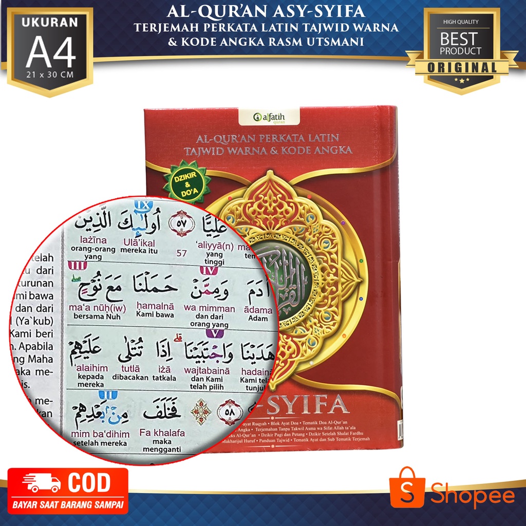 Jual Mushaf Asy-Syifa Besar A4 Dan A5 Sedang Alquran Perkata Latin Terjemah Tajwid Warna Kode ...