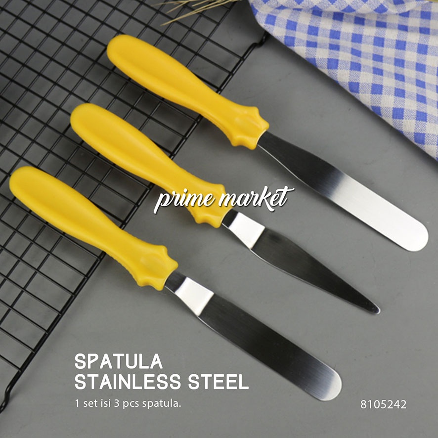 Jual Spatula Stainless Set isi 3 / Spatula Buttercream / Spatula ...