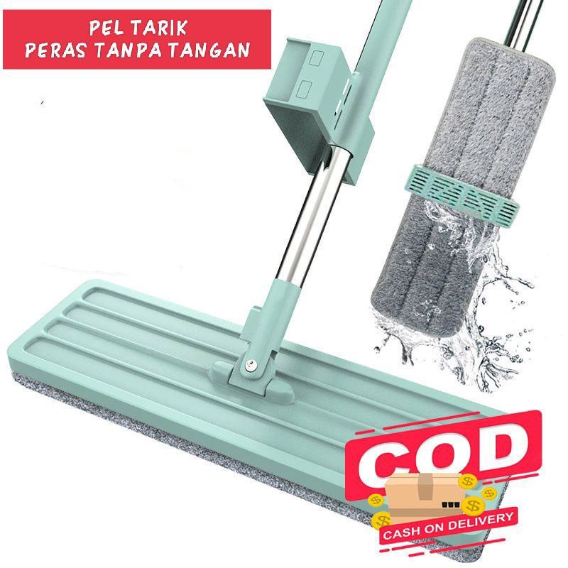 Jual Pel Lantai Tarik Alat Pel Magic Flat Mop PERAS TANPA TANGAN Pel ...