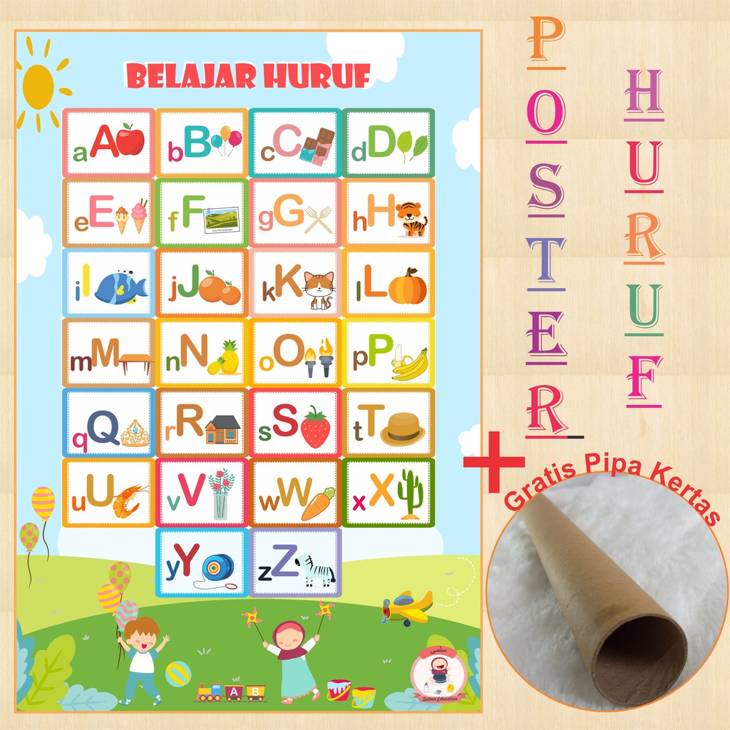 Jual POSTER EDUKASI ANAK BALITA POSBEL MENGENAL HURUF ALFABET ABJAD ...