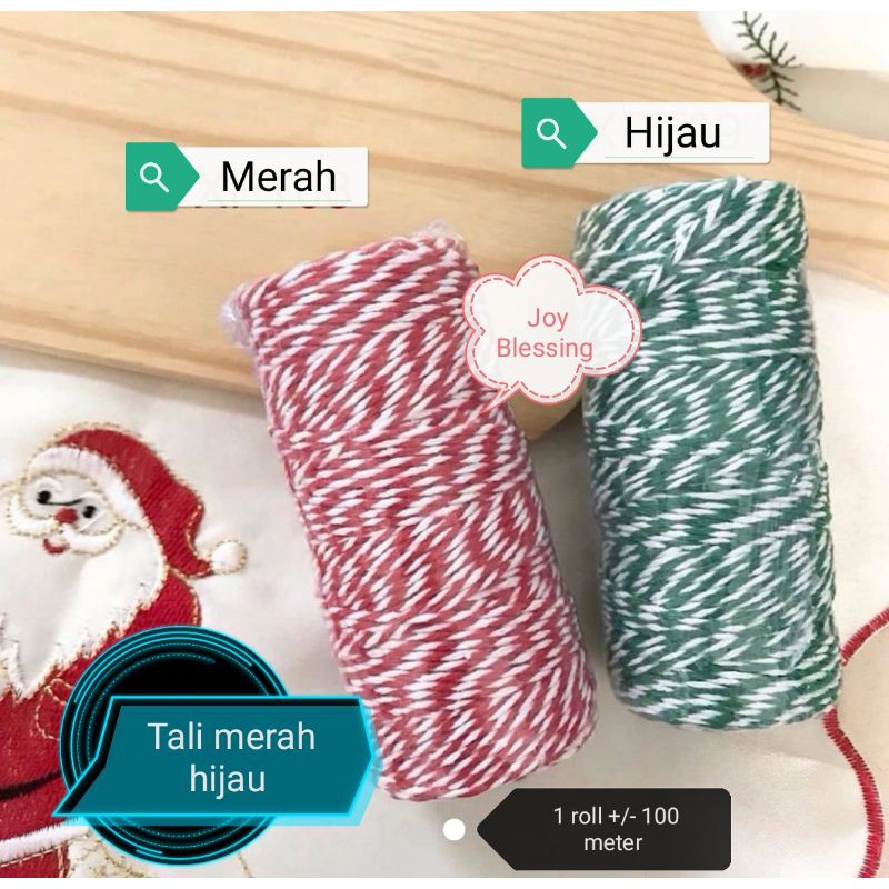 Jual TALI KATUN 2 WARNA HIASAN HAMPERS PACKAGING PER 10 MTR NATAL IDUL ...