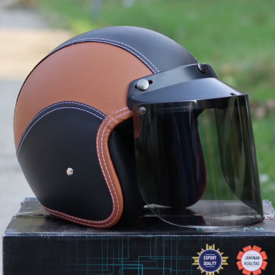 Jual HELM BOGO DEWASA HELEM RETRO FULL KULIT ORIGINAL SNI FULL LEHER ...