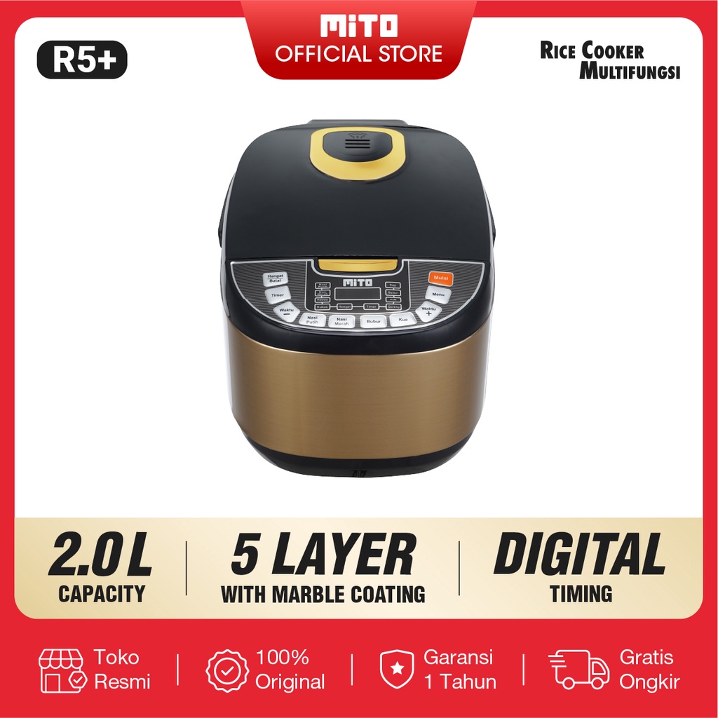 Jual MITO Digital Rice Cooker R5+ Magic Com Penanak Nasi 2L Black ...