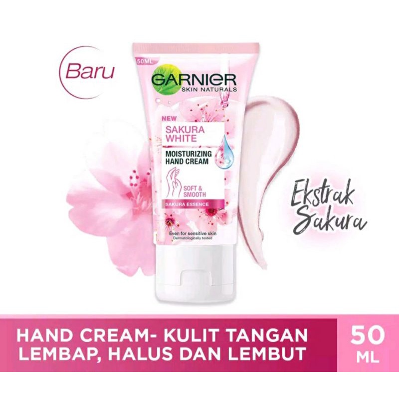 Jual Garnier Hand cream 50ml sakura white,hand cream garnier | Shopee ...