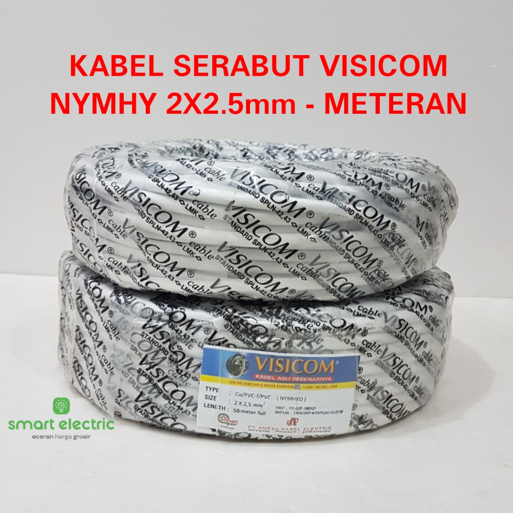 Jual Kabel Listrik Visicom Serabut NYMHY 2x2.5 mm Meteran Tembaga Murni SNI | Shopee Indonesia