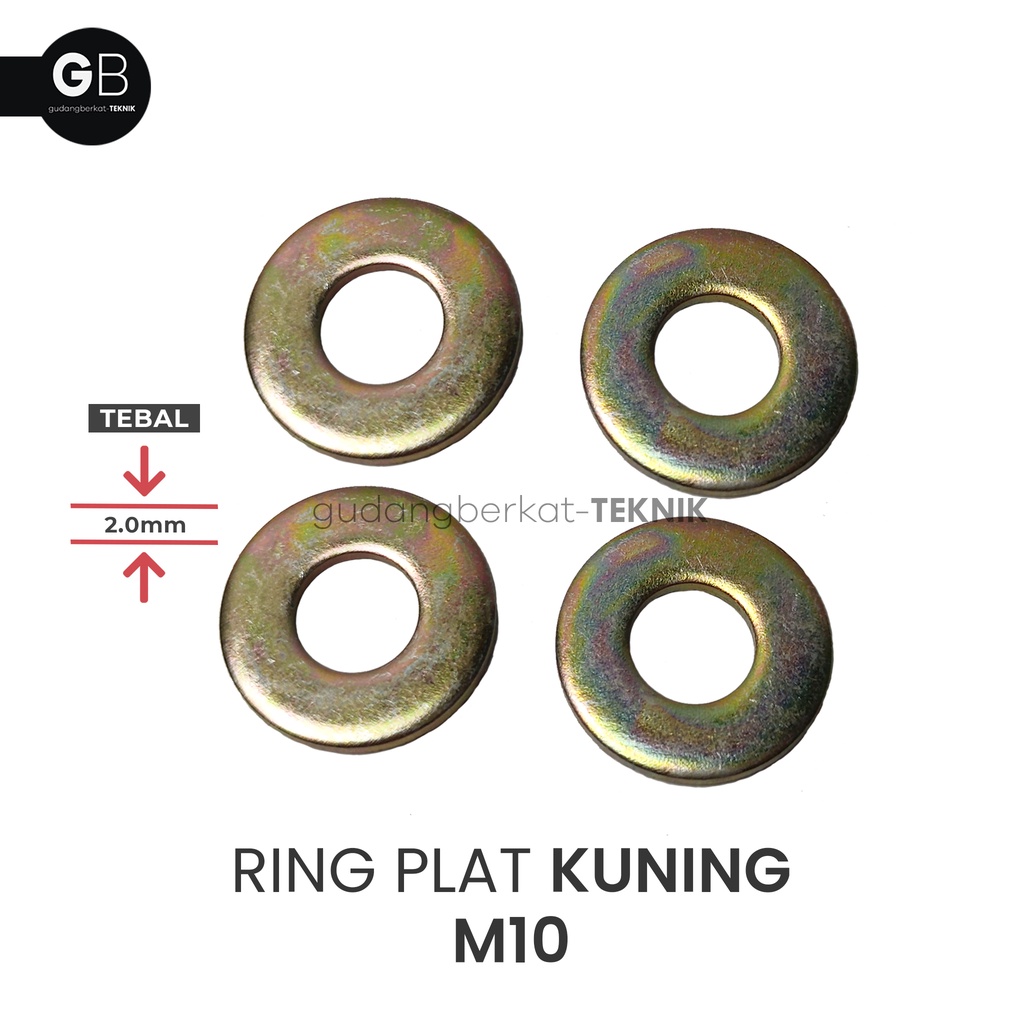 Jual RING PLAT M10 KUNING / WASHER PLATE / RINGPLAT 10MM GALVANIS | Shopee Indonesia