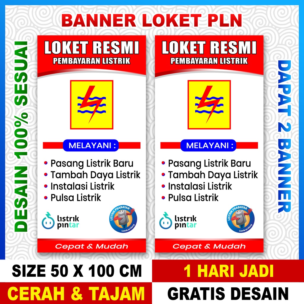 Jual BANNER SPANDUK LOKET PLN PAKET 2 BANNER TERBAIK | Shopee Indonesia