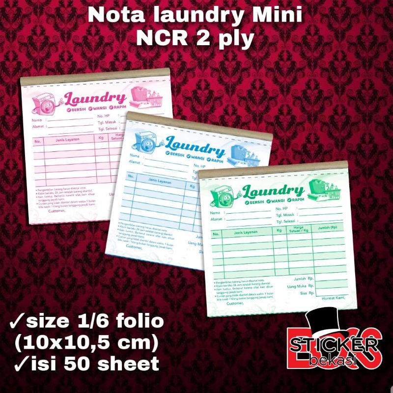 Jual NOTA LAUNDRY MINI NCR 2 PLY 1/6 FOLIO | Shopee Indonesia