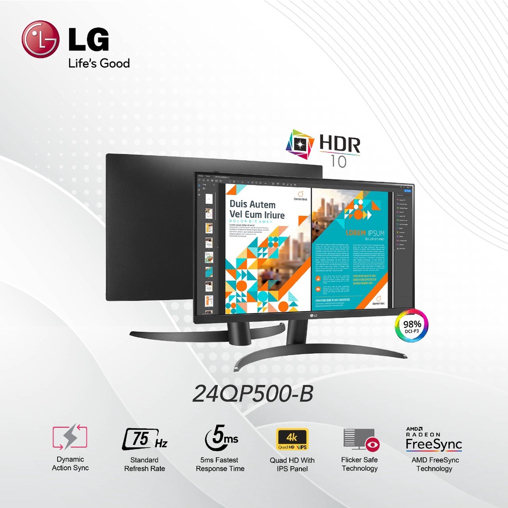 Jual MONITOR LED LG 24" 24QP500-B IPS DISPLAY FULL HD 75Hz AMD FreeSync ...