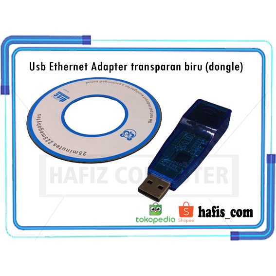 Jual Usb to Lan / Usb Ethernet Adapter transparan biru (dongle ...