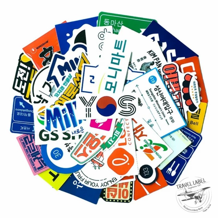 Jual Sticker Koper 1 Set isi 35 Pcs : Motif Label dan Logo Korea Travel ...