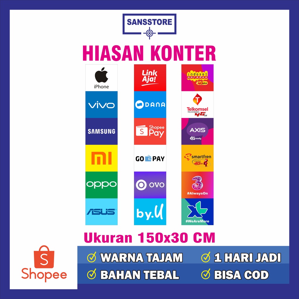 Jual BANNER HIASAN KONTER 150X35 CM | Shopee Indonesia