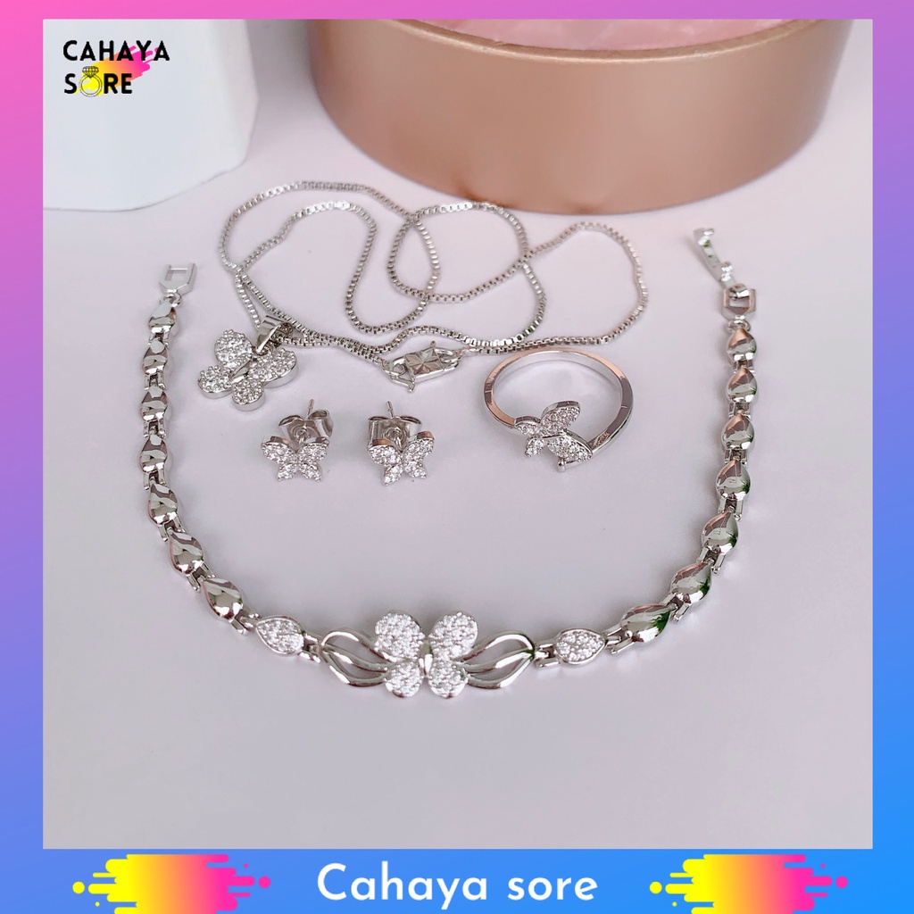 Jual Xuping Set Silver Perhiasan Set Dewasa Model Kupu - Kupu XD07 | Shopee Indonesia