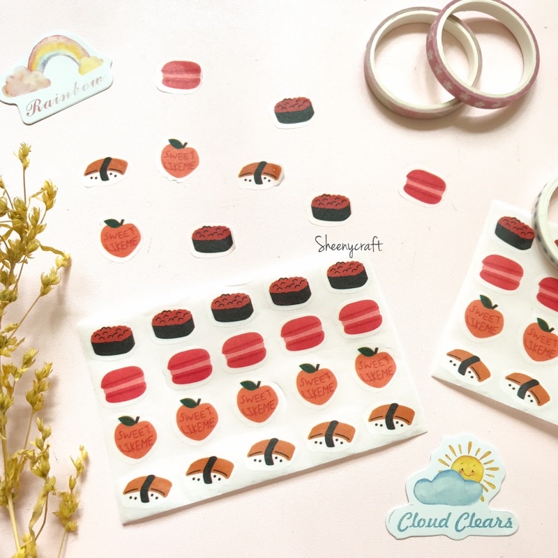 Jual Sticker Deco Kiss Cutting Sushi untuk Jurnal / Stiker Deko Sushi ...