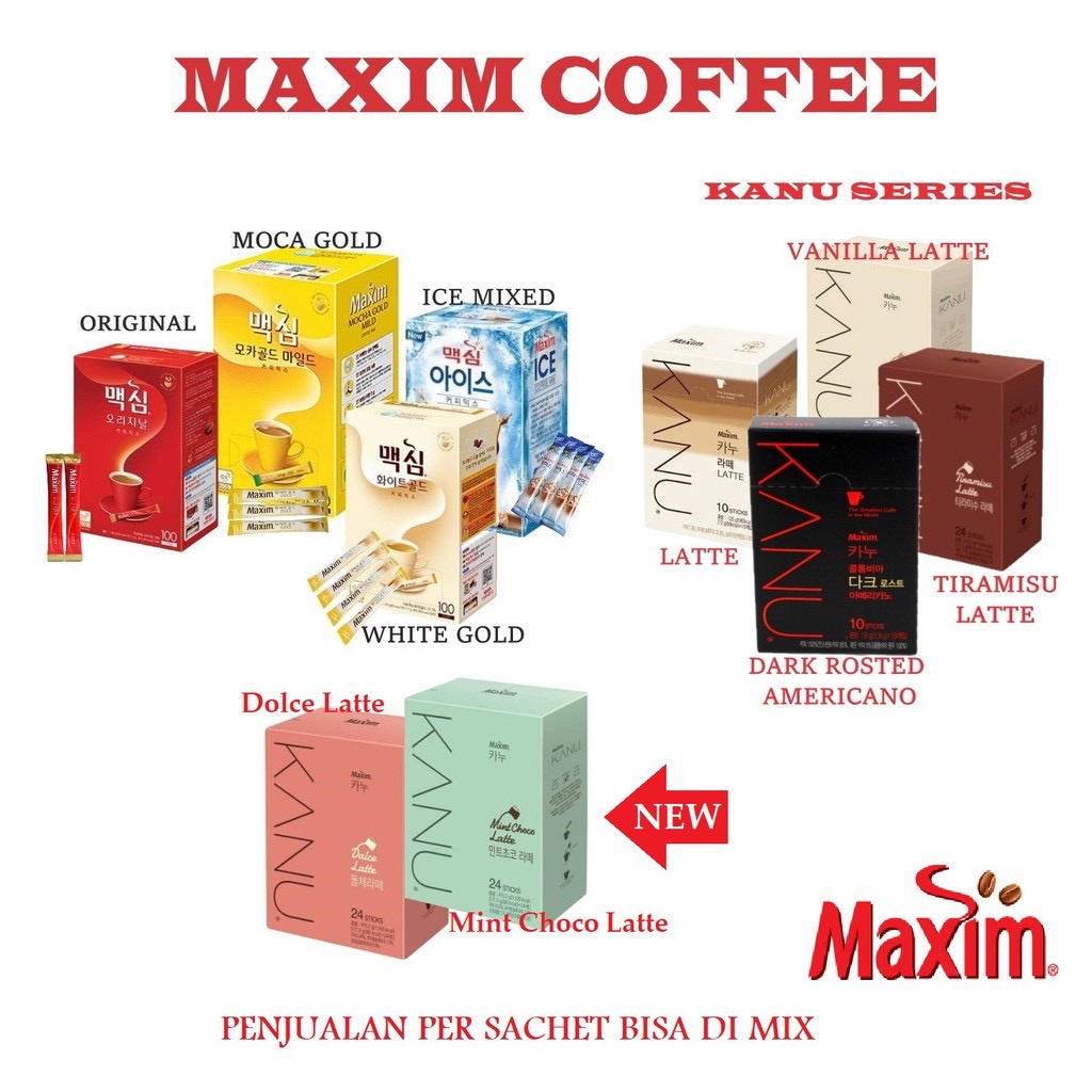 Jual MAXIM COFFEE KOREA MOCHA GOLD ORIGINAL WHITE KANU LATTE KFOOD ...