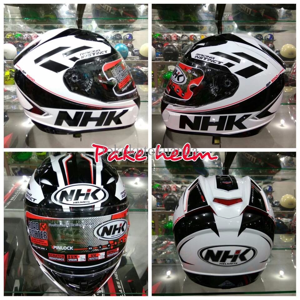 Jual HELM NHK FULL FACE NHK GP1000 WHITE BLACK | Shopee Indonesia