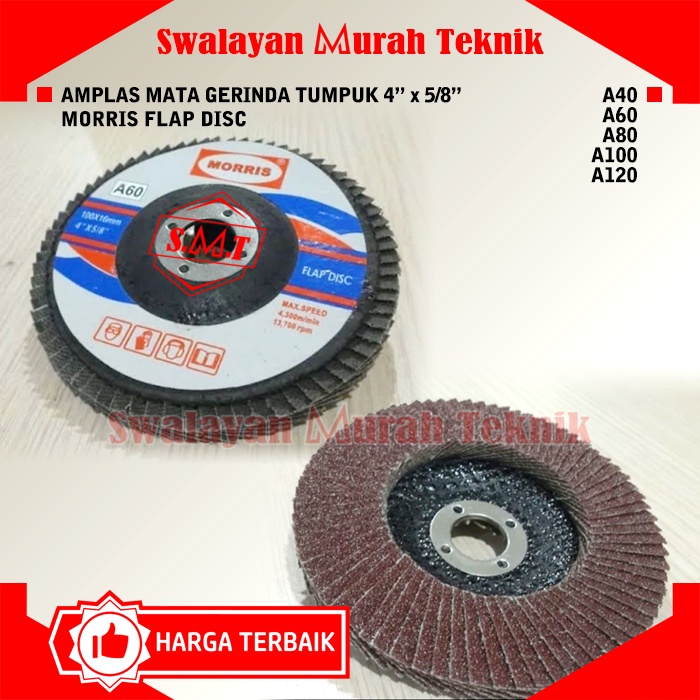 Jual MORRIS Amplas Flap Disc 4 inch Mata Gerinda Sander Tumpuk 4" Grit ...