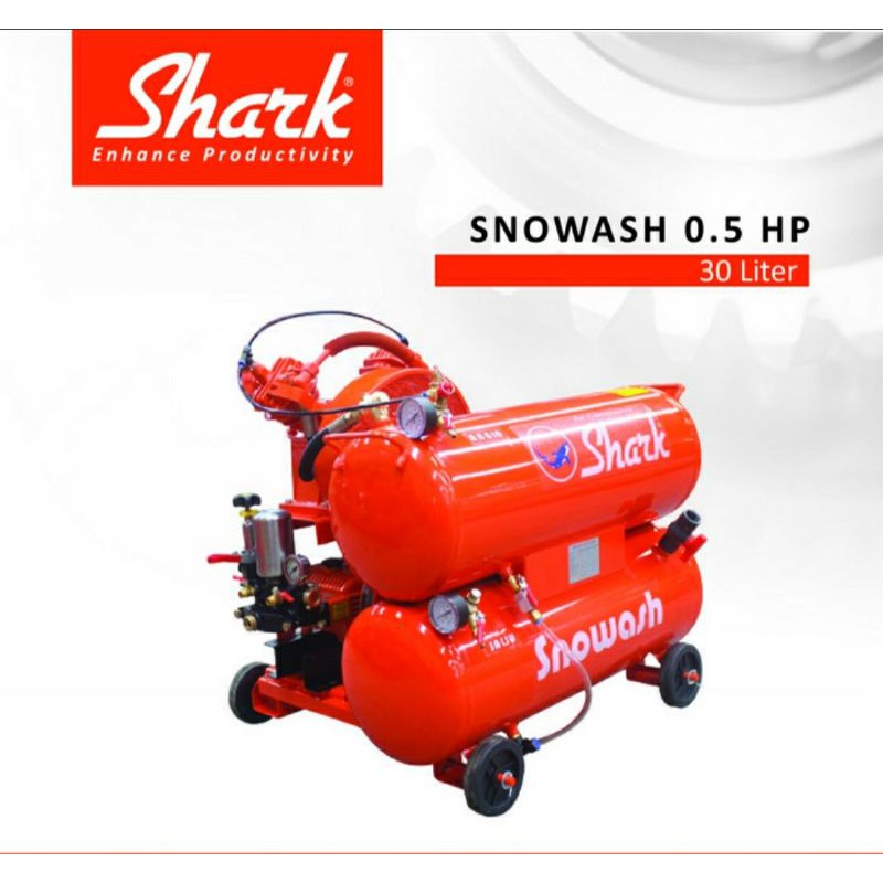Jual Mesin Kompresor Cuci Motor 30L 1/2 HP Angin Shark Snow Wash SPS22 ...