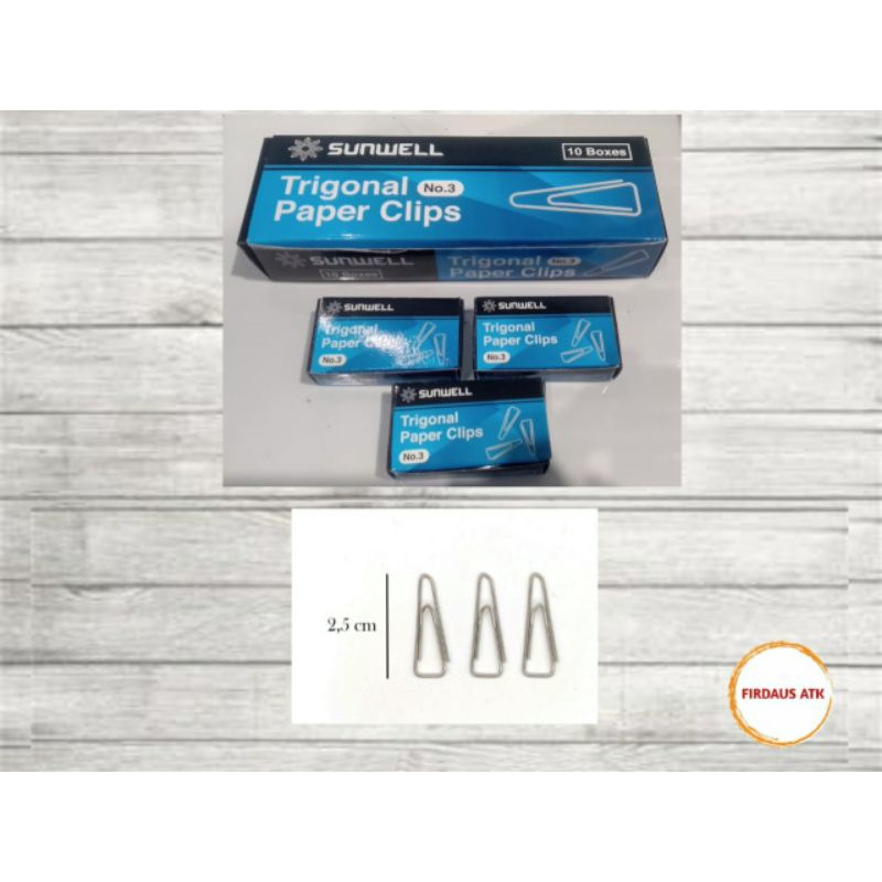 Jual Penjepit Kertas Sunwell No.3 Paper Clip - Trigonal Clips - (Kecil ...
