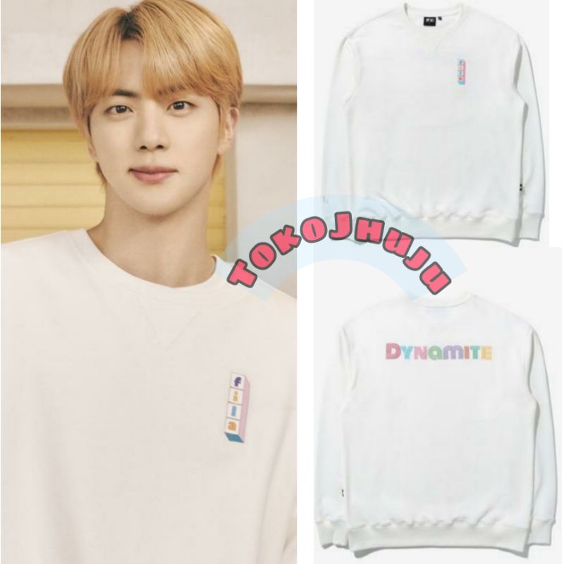 Jual Basic Sweater BTS Jin style Dynamite logo + sablon belakang Print ...