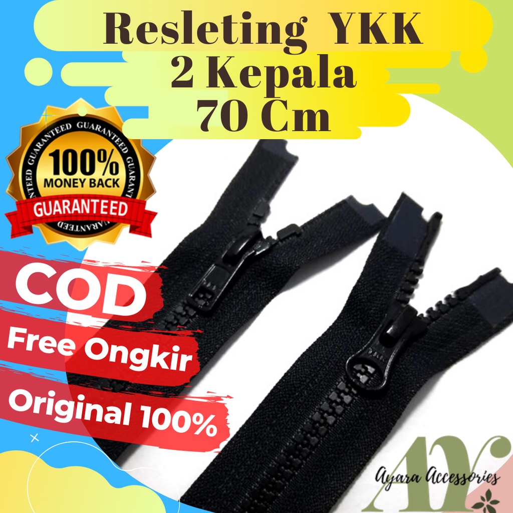 Jual RESLETING SLETING ZIPPER JAKET YKK GIGI NO. 5 VISLON 2 KEPALA 70 CM | Shopee Indonesia
