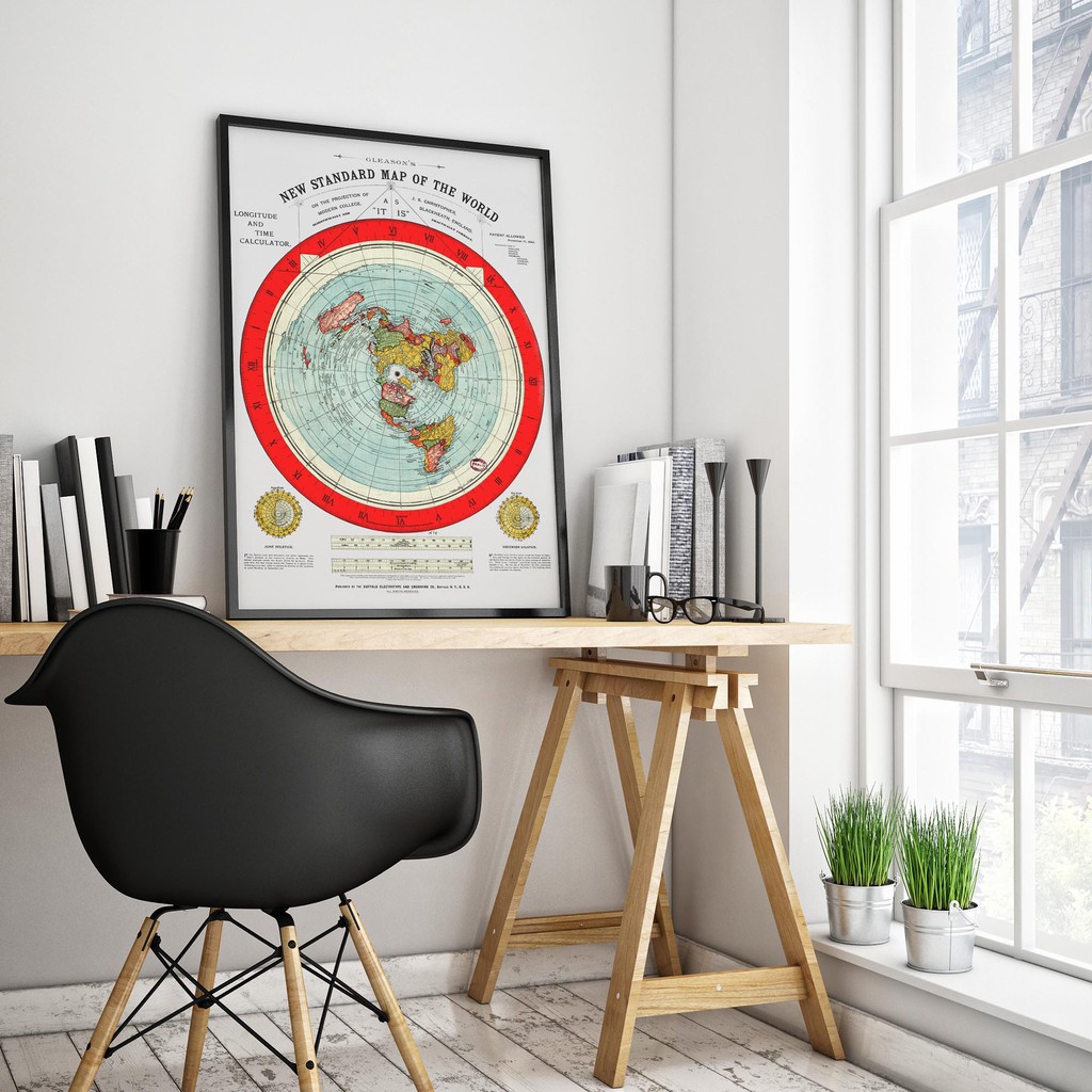 Jual Poster Peta Bumi Datar Azimuthal Equidistance (Ukuran A0) | Shopee ...