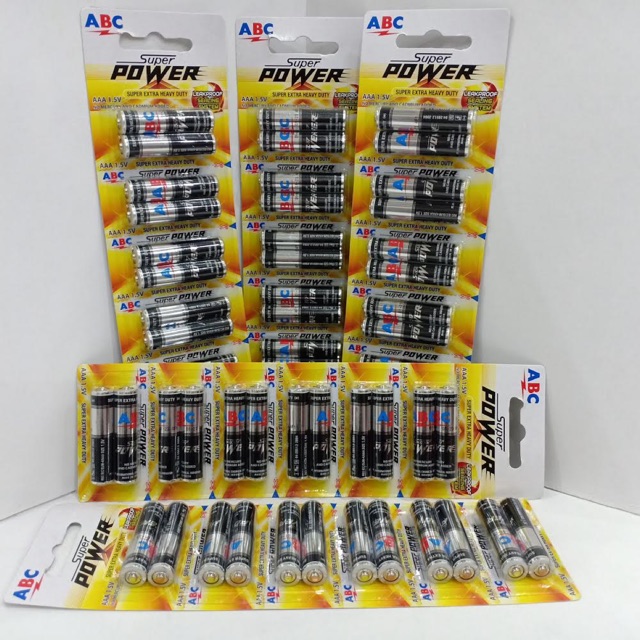 Jual ECER BATERAI ABC SUPER POWER R3 / A3 / AAA RENCENG OT | Shopee ...