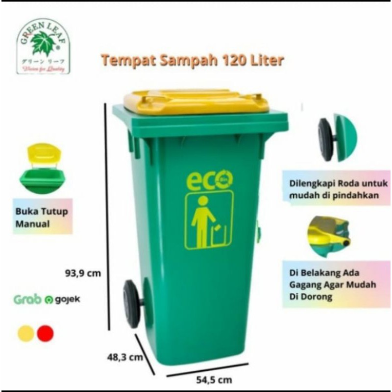 Jual TEMPAT SAMPAH BESAR RODA 120 LITER GREEN LEAF/TONG SAMPAH BESAR TEBAL 120 LITER | Shopee ...