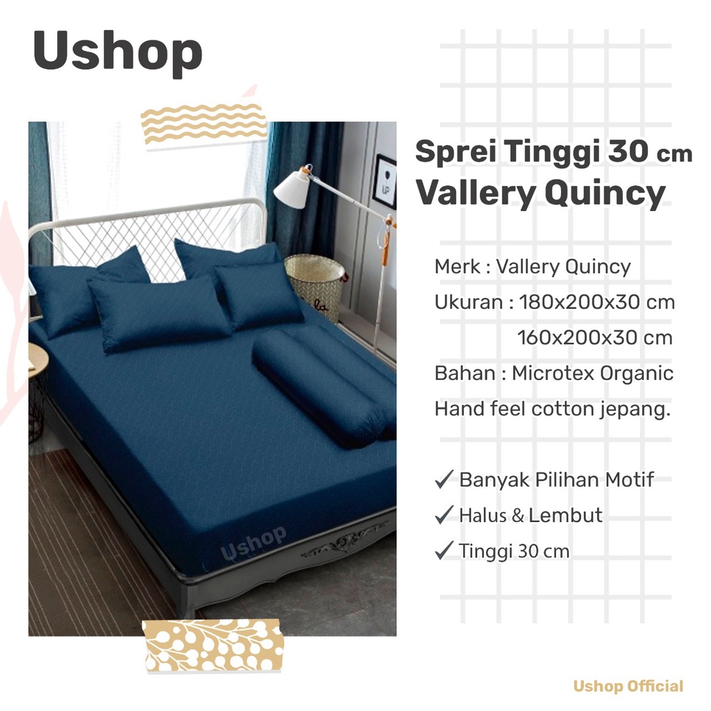 Jual VALLERY Quincy Set Sprei Polos 180x200 / 160x200 Tinggi 30 - Combinasi Breeze Blossom ...