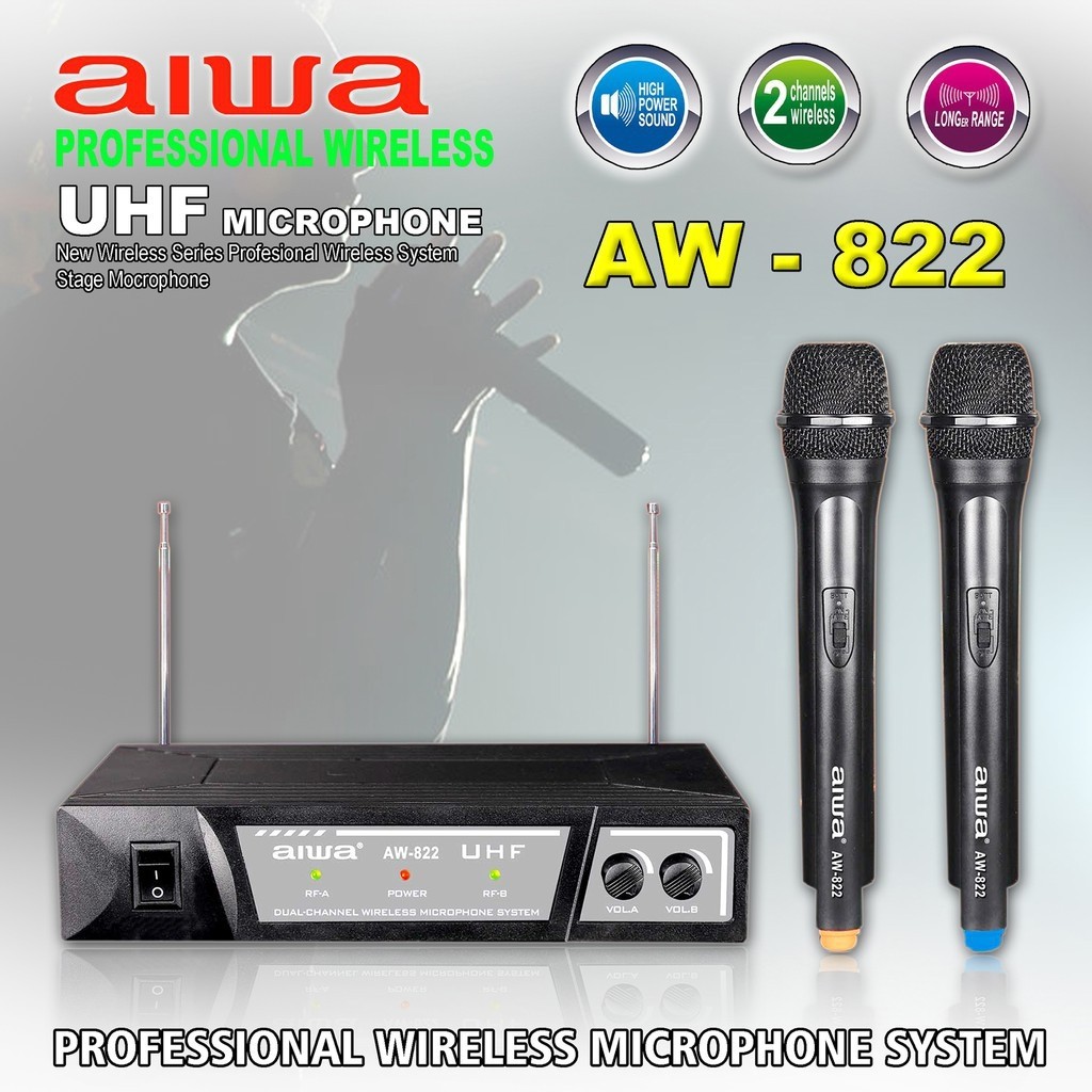 Jual Mic wireless AIWA AW-822 freq UHF Microphone wireless AIWA ...