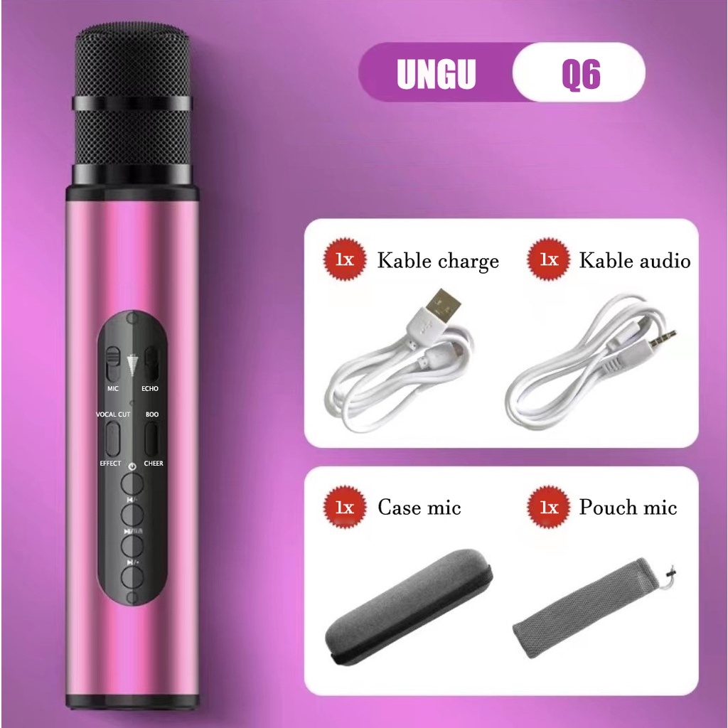 Jual Mic Duet Bluetooth Mic Karaoke Wireless Q6 Portable KTV Microphone Bluetooth | Shopee Indonesia