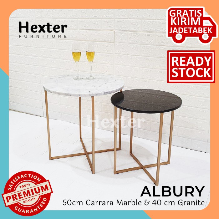 Jual ALBURY - Round Coffee Table 50 / 40 cm Marmer Granite Meja Tamu ...