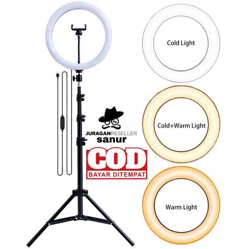 Jual Tripod Lampu RING LIGHT LED 26CM tripod tinggi 2.1 meter komplit ...