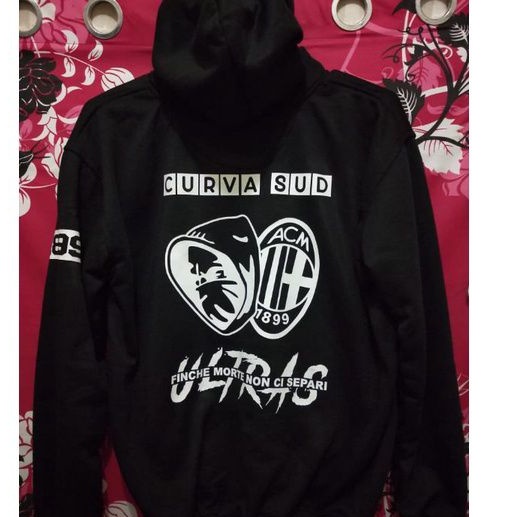 Jual HOODIE CURVA SUD ULTRAS MILAN MERAH HITAM MAROON BISA DEPAN ...