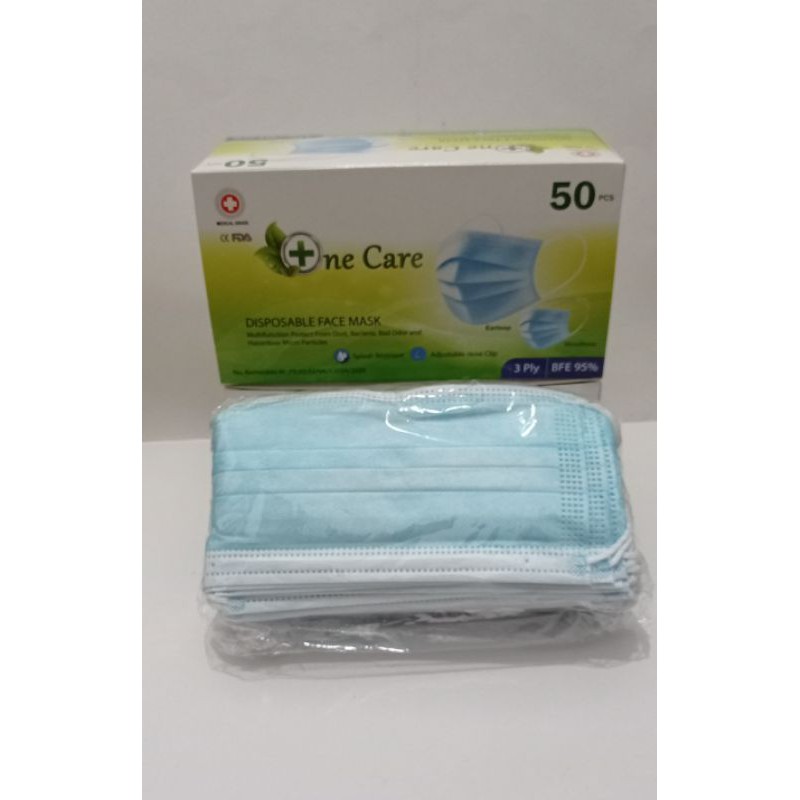 Jual Promo Masker Warna Biru Tipis / 2 ply One Care isi 50 pcs | Shopee ...